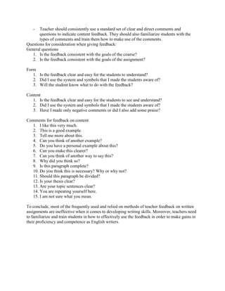 Providing Feedback On Esl Students | PDF