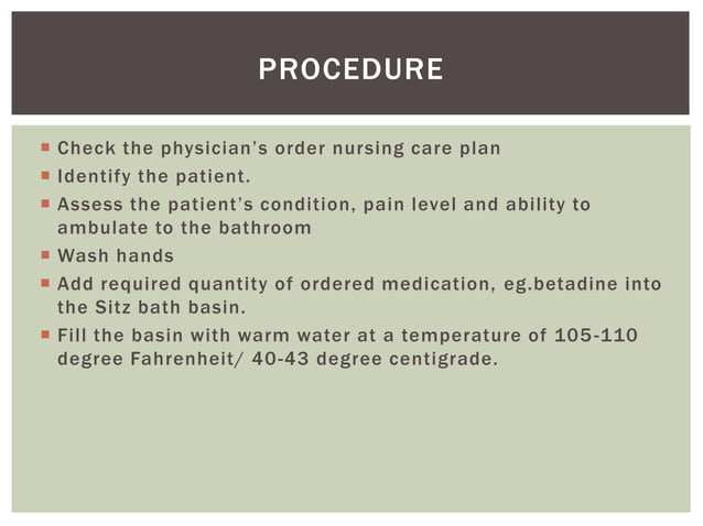 PROVIDING SITZ BATH.pptx | Bath and Shower | Personal Care