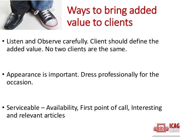 Providing value added services to clients by accountants in practice