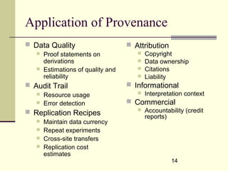 Provinance in scientific workflows in e science | PPT