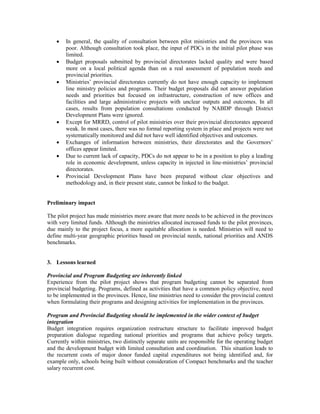 Provincial development, sub-national budgeting and integration of ...