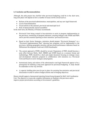 Provincial development, sub-national budgeting and integration of ...