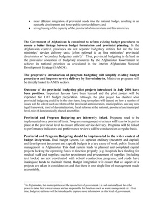 Provincial development, sub-national budgeting and integration of ...