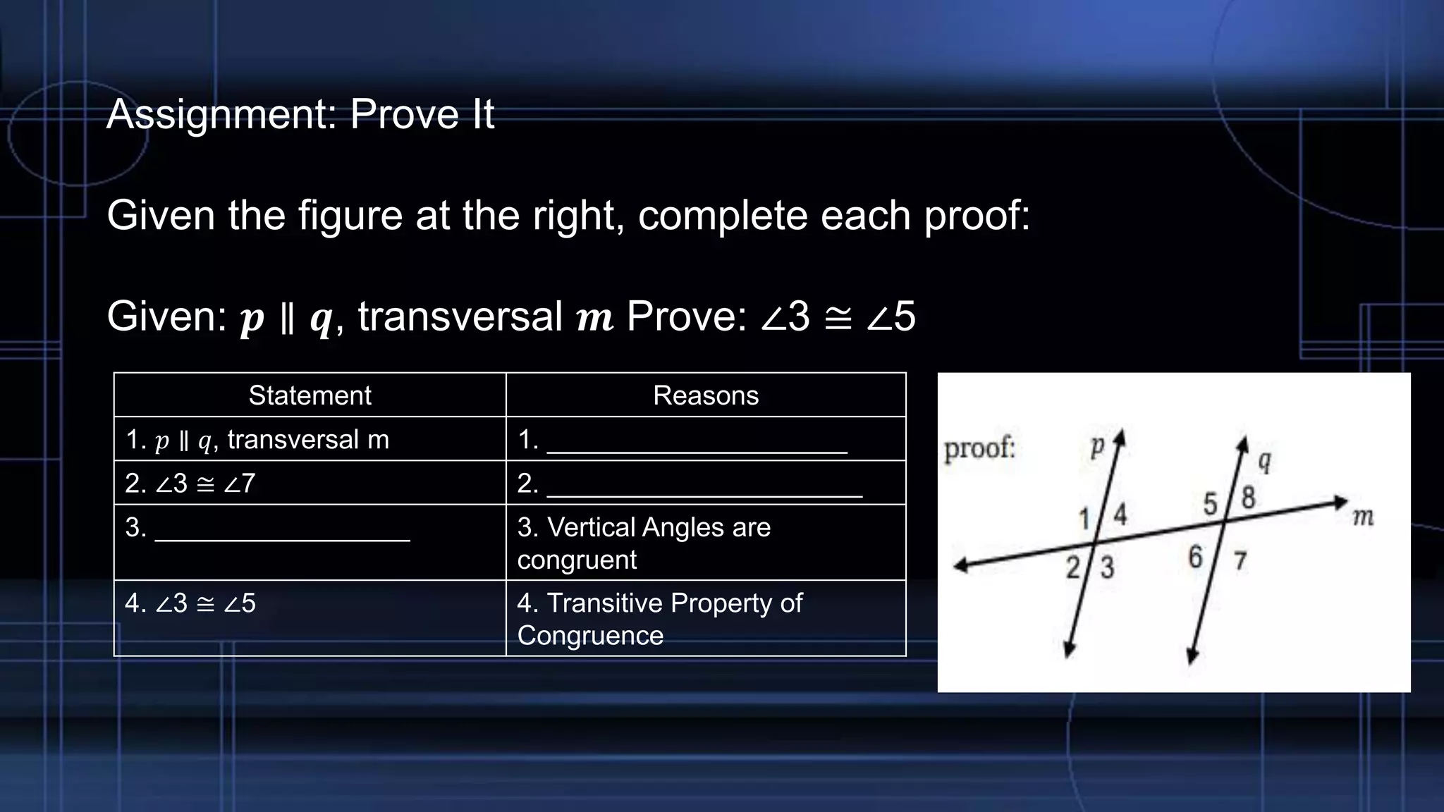 PROVING-PROPERTIES-OF-PARALLEL-LINES-CUT-BY-TRANSVERSAL.pptx
