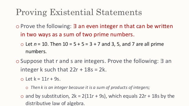 Proving existential statements