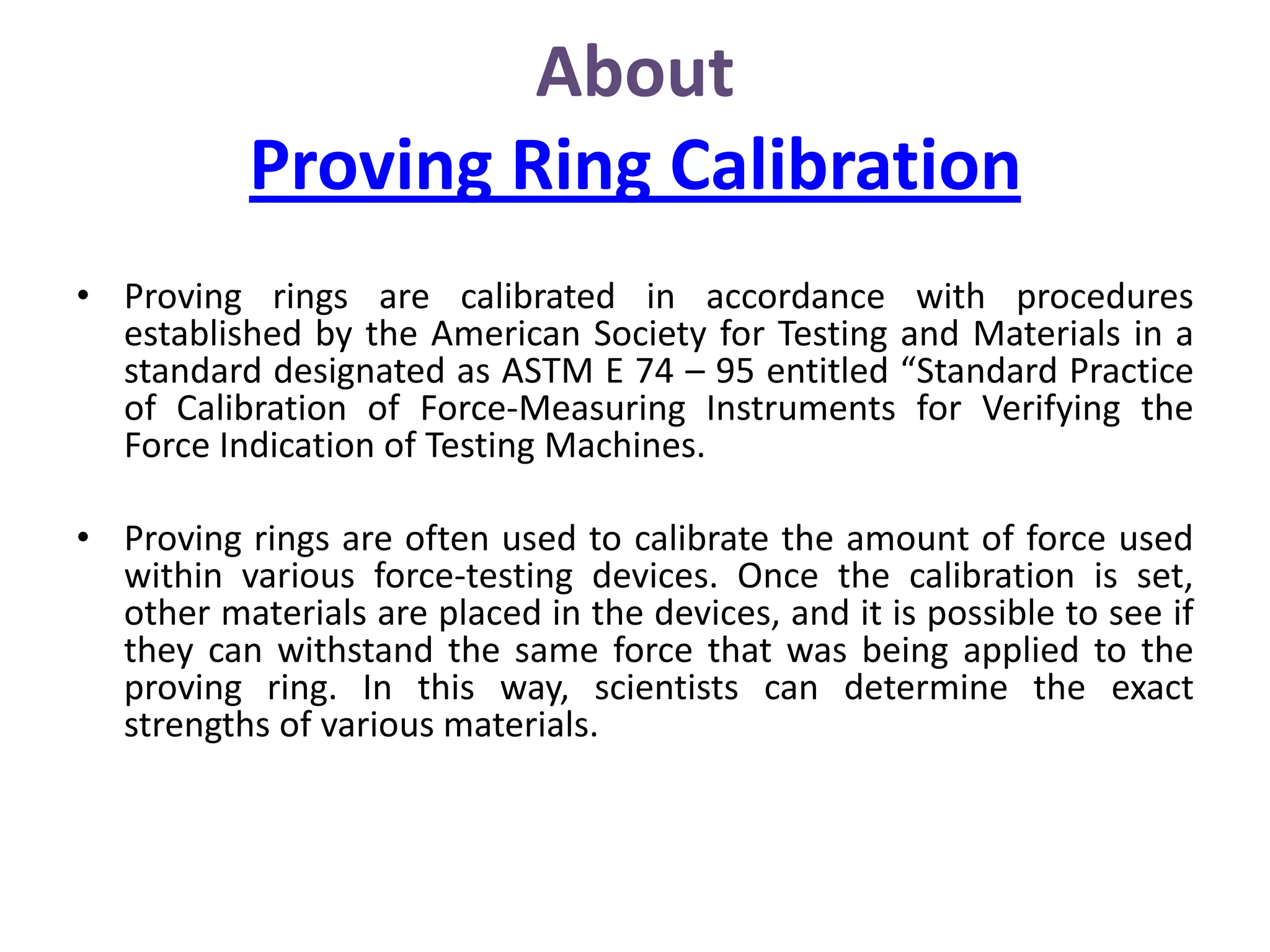 Proving Ring Calibration | PDF