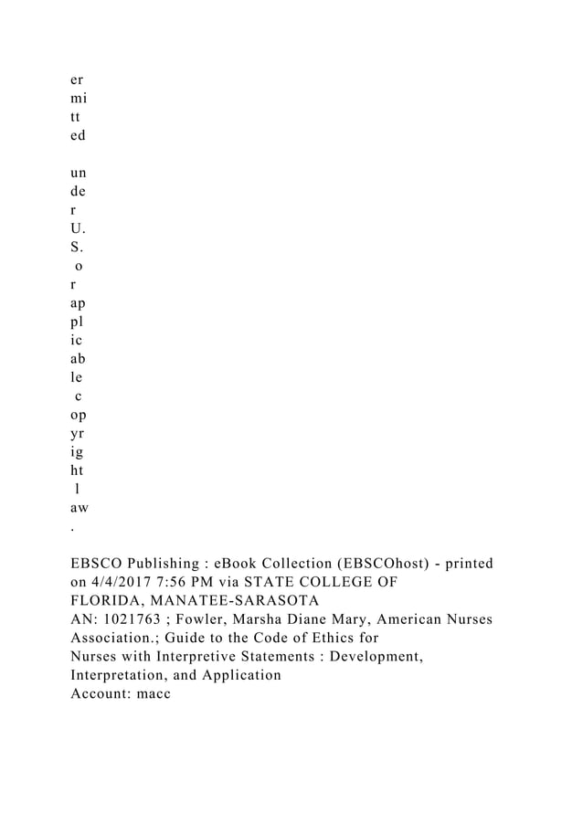 Provision 1 • Guide to the Code of Ethics for Nurses with .docx