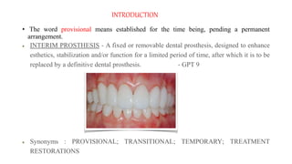 provisional restoration fixed partial denture | PPTX