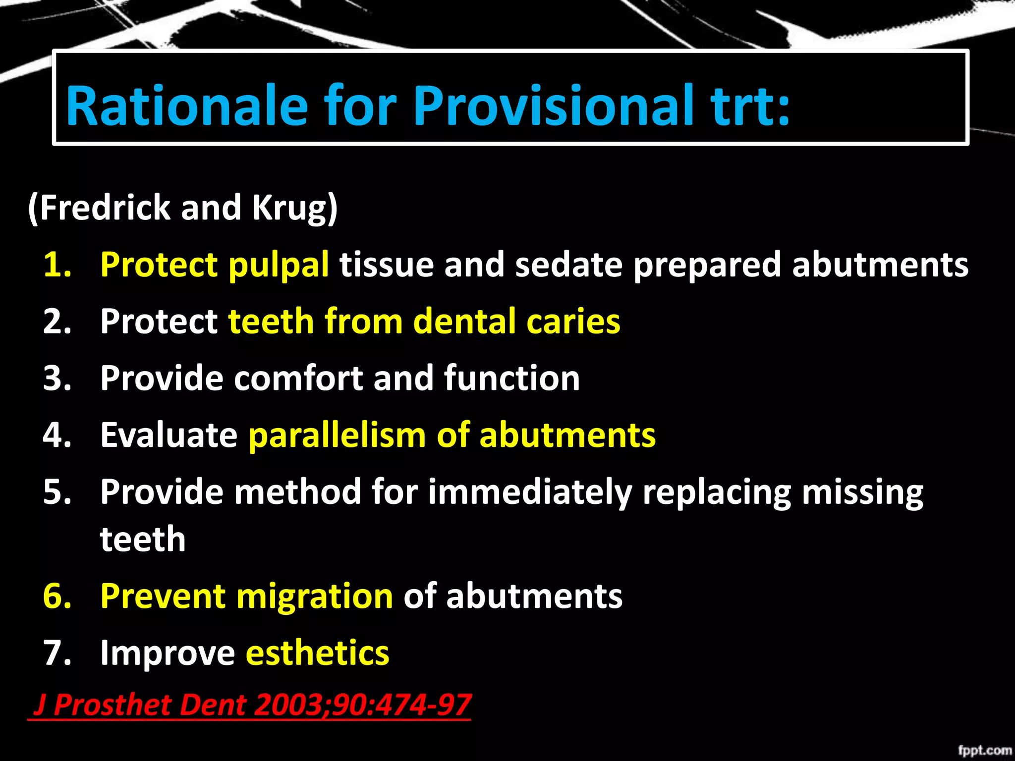 Provisional restoration in fixed partial denture | PPTX