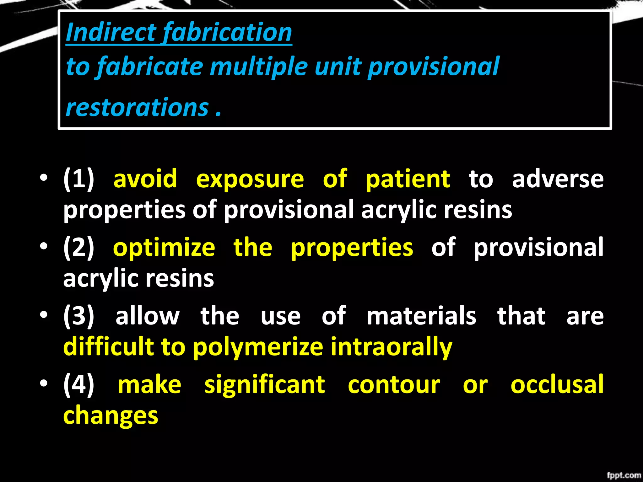 Provisional restoration in fixed partial denture | PPTX