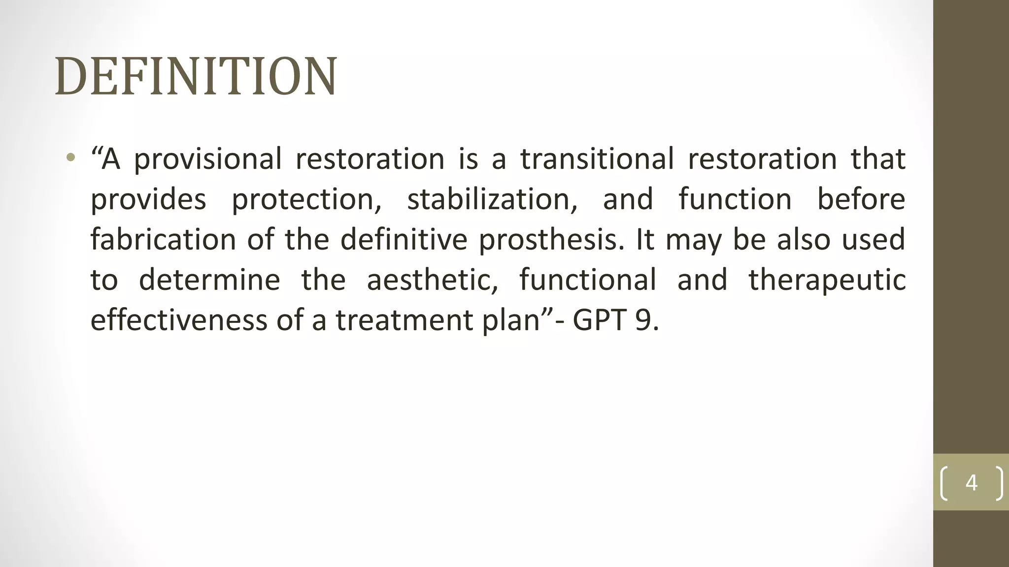 Provisional restorations in crowns and bridges | PPTX