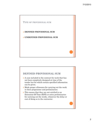 Provisional sum prime cost sum | PDF