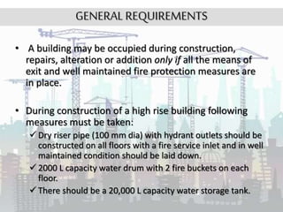 Provision for fire protection in high rise buildings | PPTX