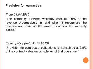 Provision for warranties | PPT