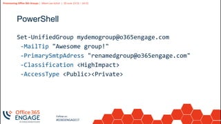O365Engage17 - Provisioning O365 Groups | PDF