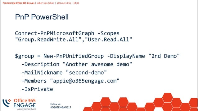 O365Engage17 - Provisioning O365 Groups | PDF