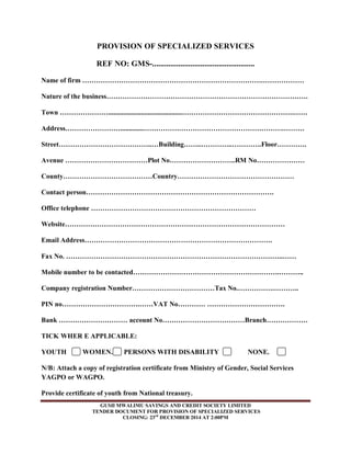 GUSII MWALIMU SACCO TENDER DOCUMENTS 2015_2016 | PDF