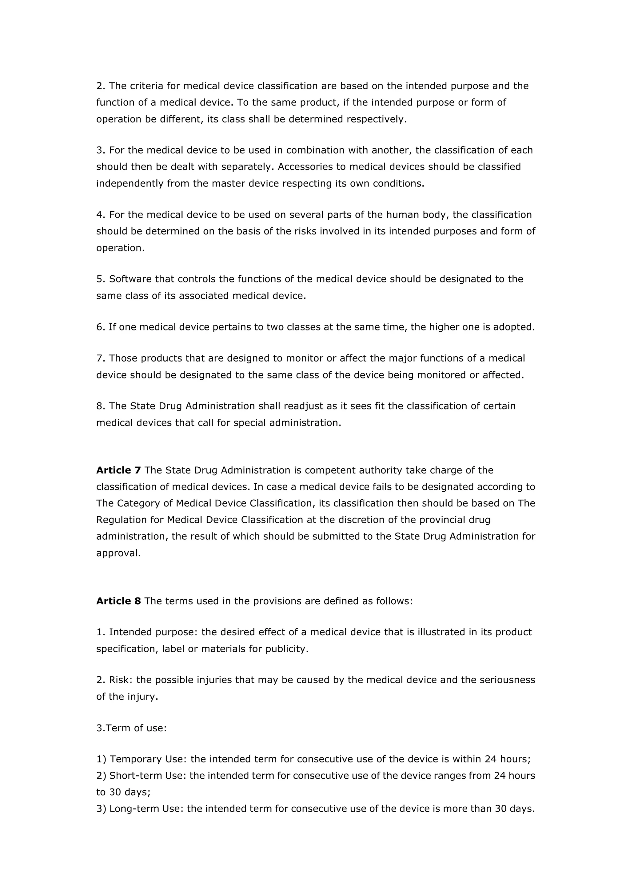 Provisions for medical device classification | PDF