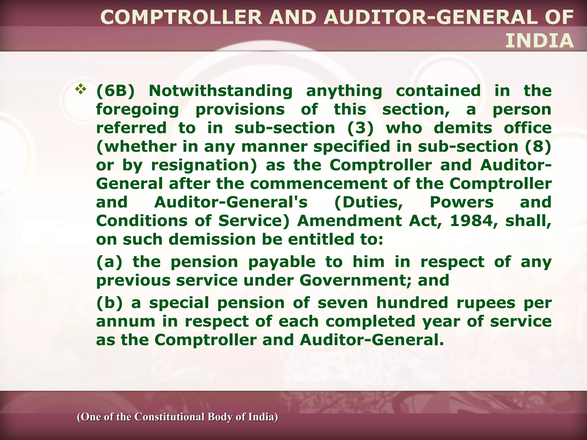 Presentation on the Provisions of CAG's (DPC) Act, 1971 | PPT ...