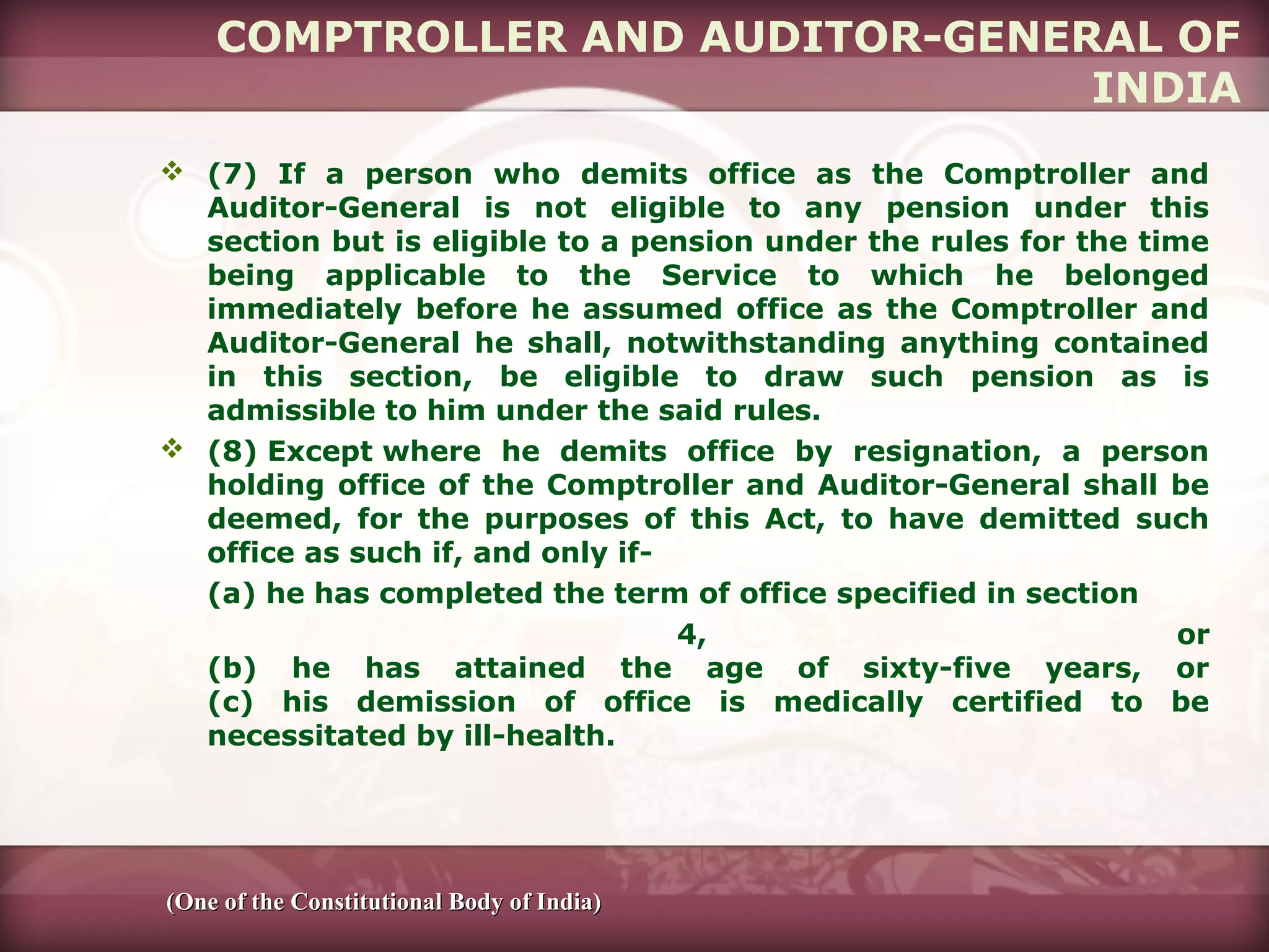 Presentation on the Provisions of CAG's (DPC) Act, 1971 | PPT