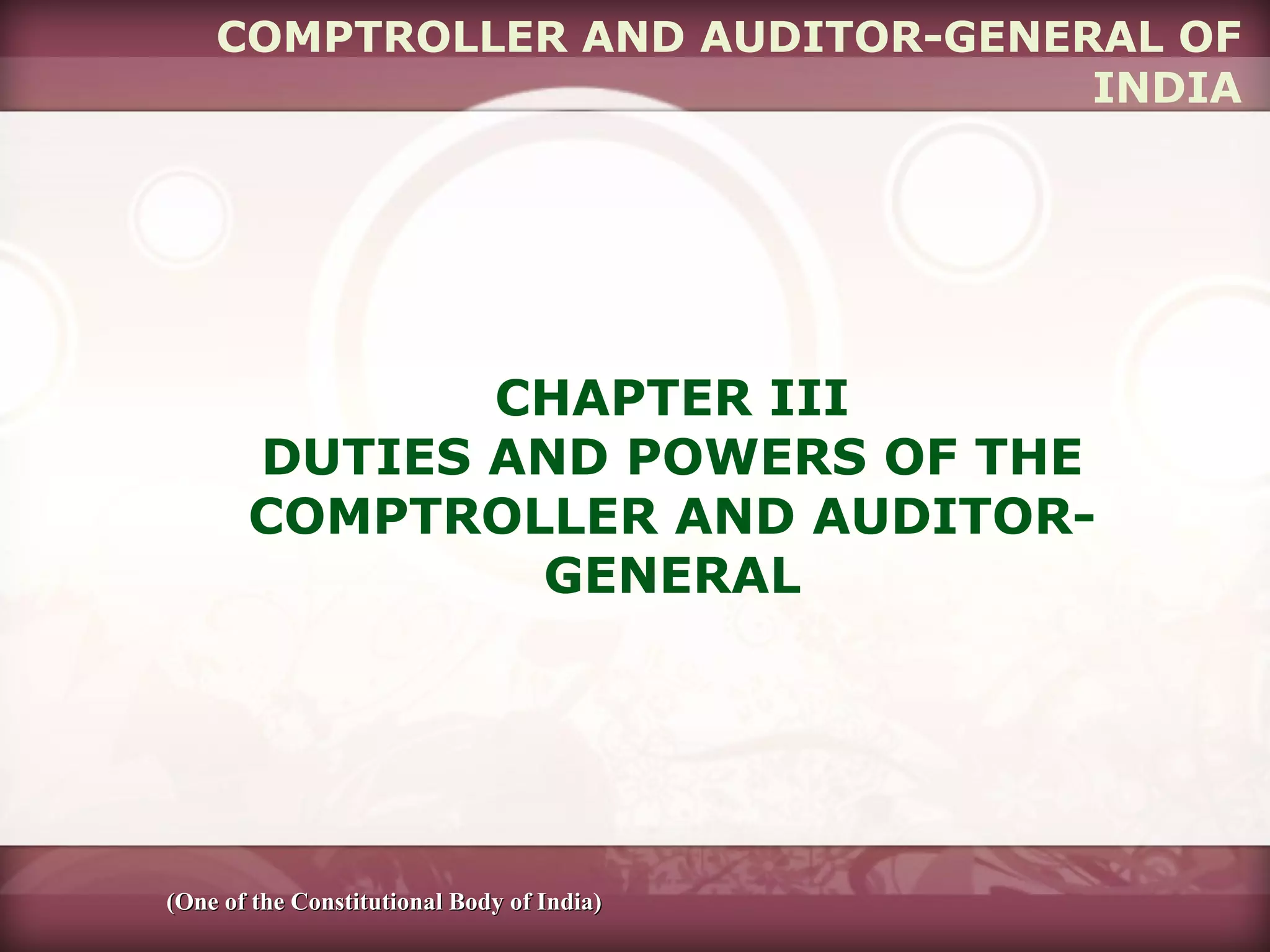 Presentation on the Provisions of CAG's (DPC) Act, 1971 | PPT