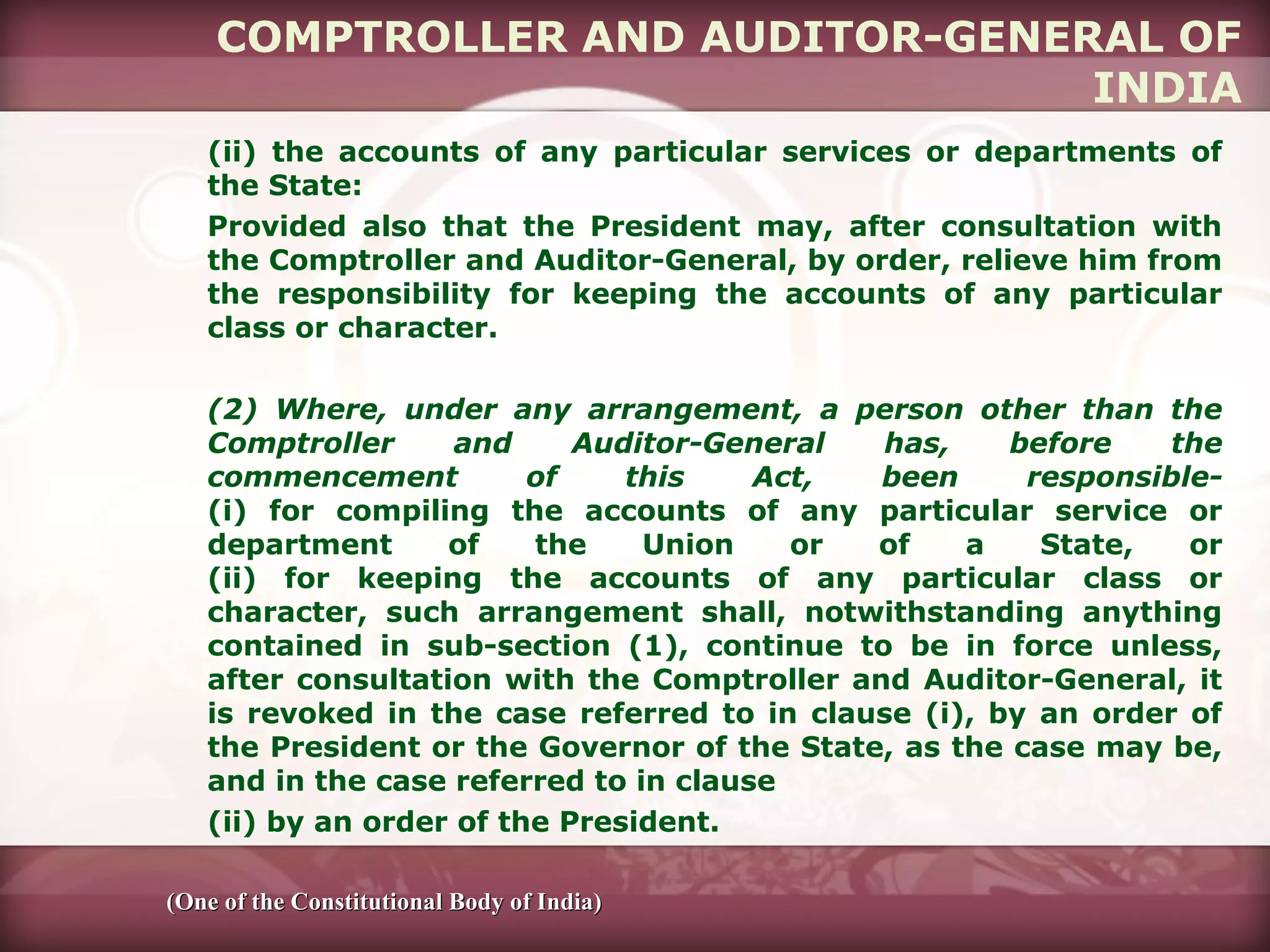 Presentation on the Provisions of CAG's (DPC) Act, 1971 | PPT ...