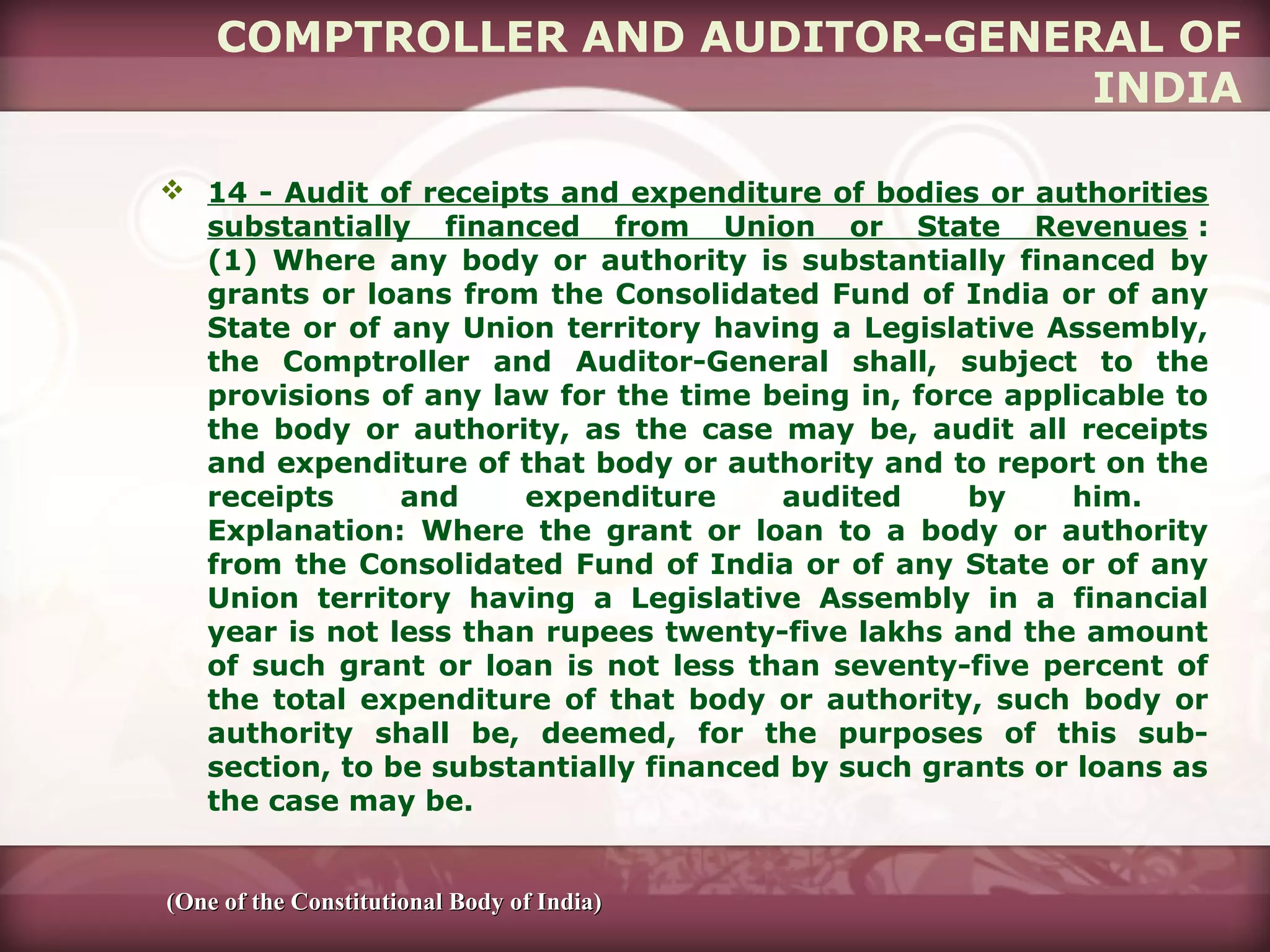 Presentation on the Provisions of CAG's (DPC) Act, 1971 | PPT ...