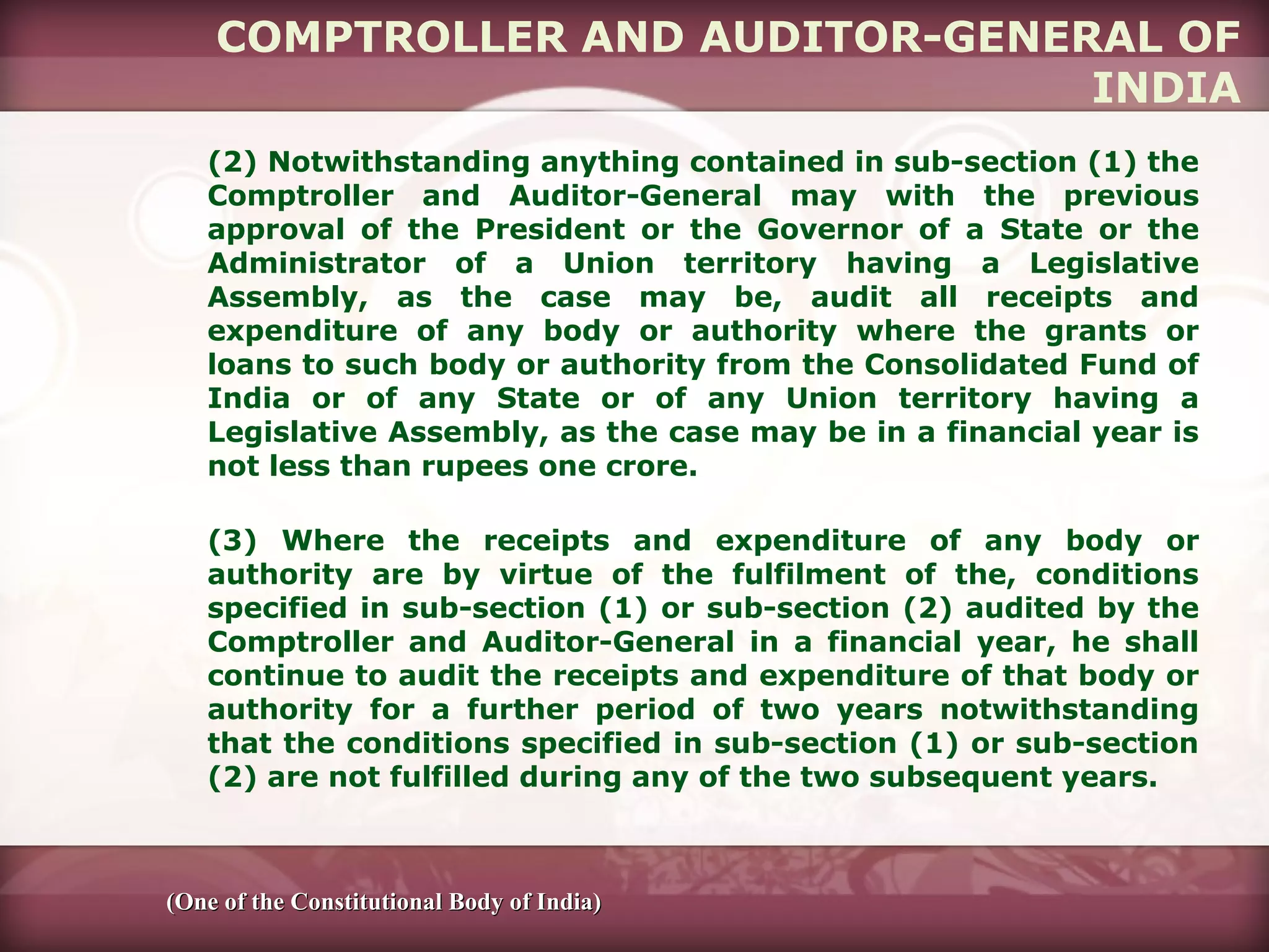 Presentation on the Provisions of CAG's (DPC) Act, 1971 | PPT ...