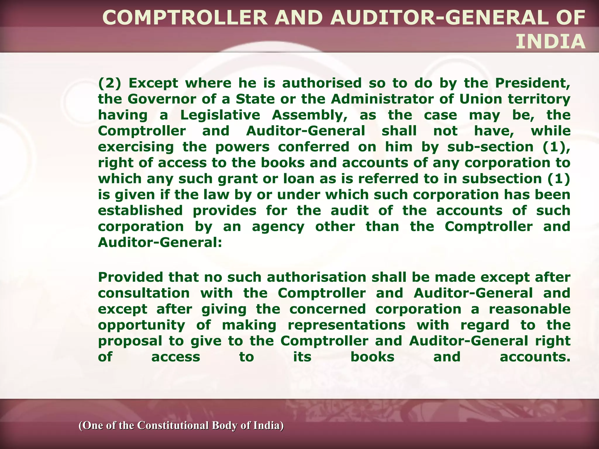Presentation on the Provisions of CAG's (DPC) Act, 1971 | PPT ...