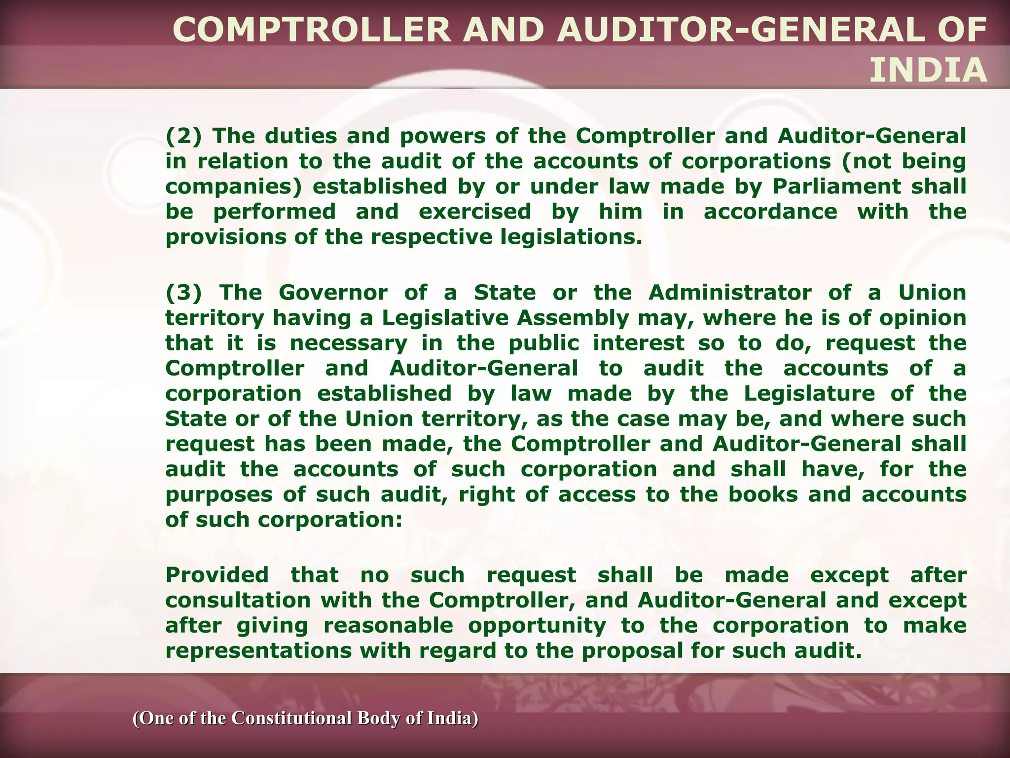 Presentation on the Provisions of CAG's (DPC) Act, 1971 | PPT ...