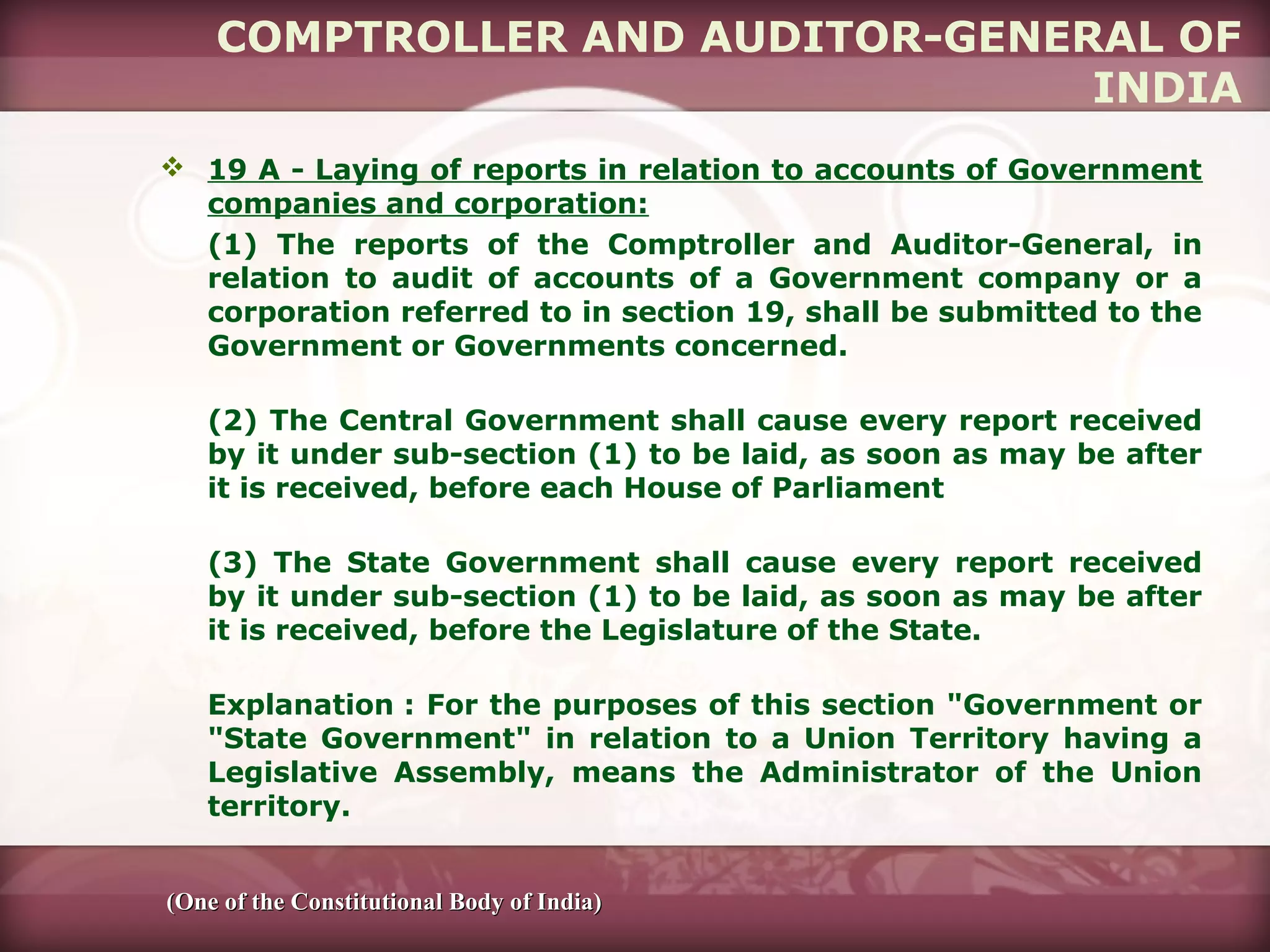 Presentation on the Provisions of CAG's (DPC) Act, 1971 | PPT ...