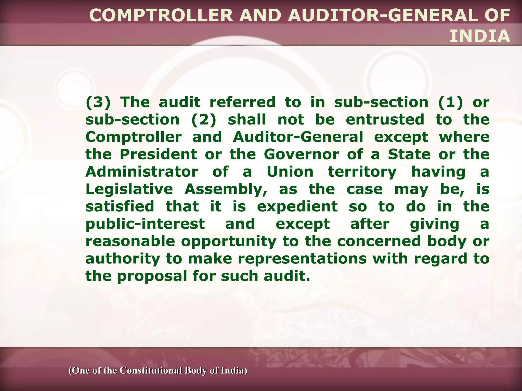 Presentation on the Provisions of CAG's (DPC) Act, 1971 | PPT ...