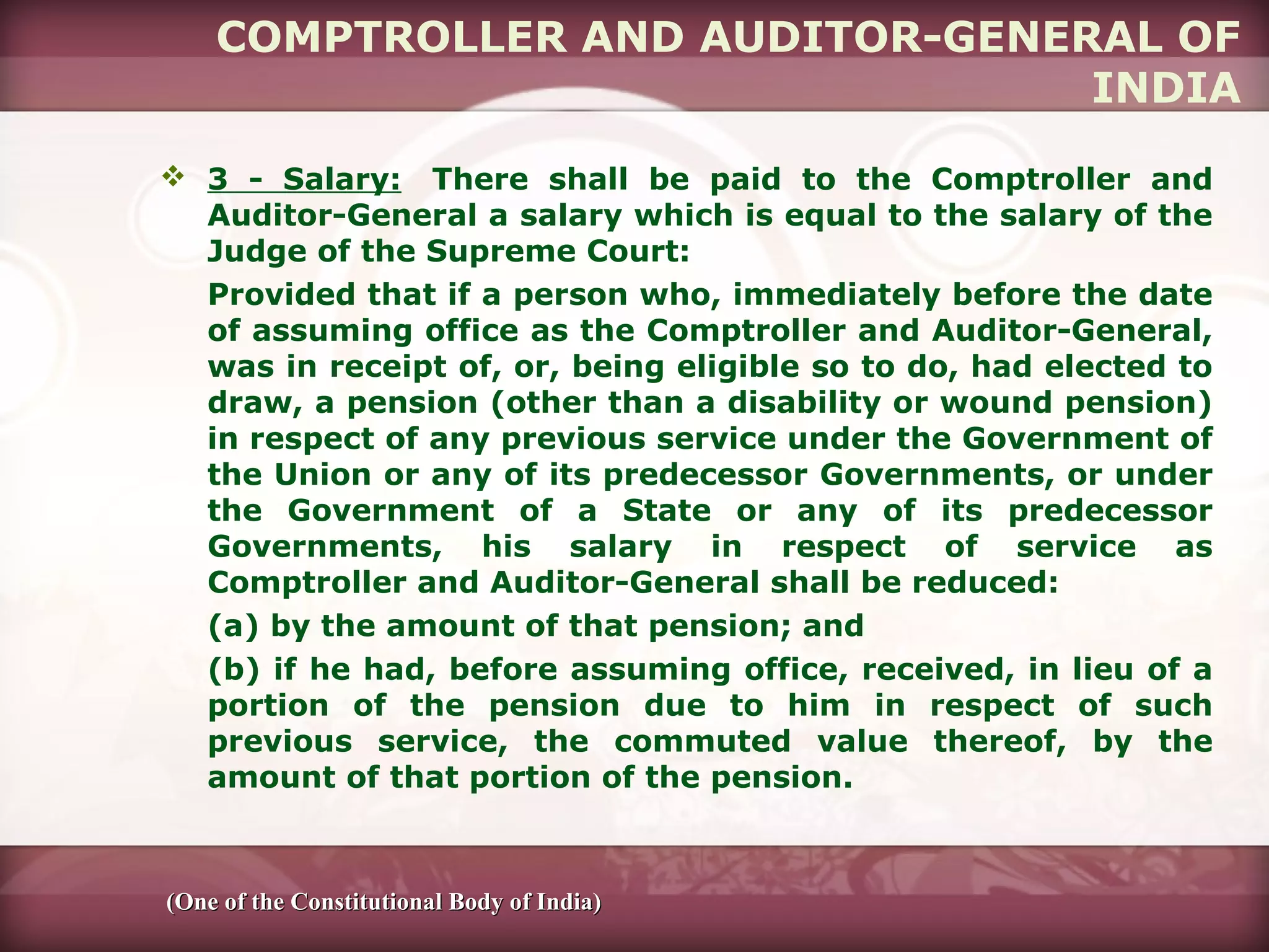 Presentation on the Provisions of CAG's (DPC) Act, 1971 | PPT