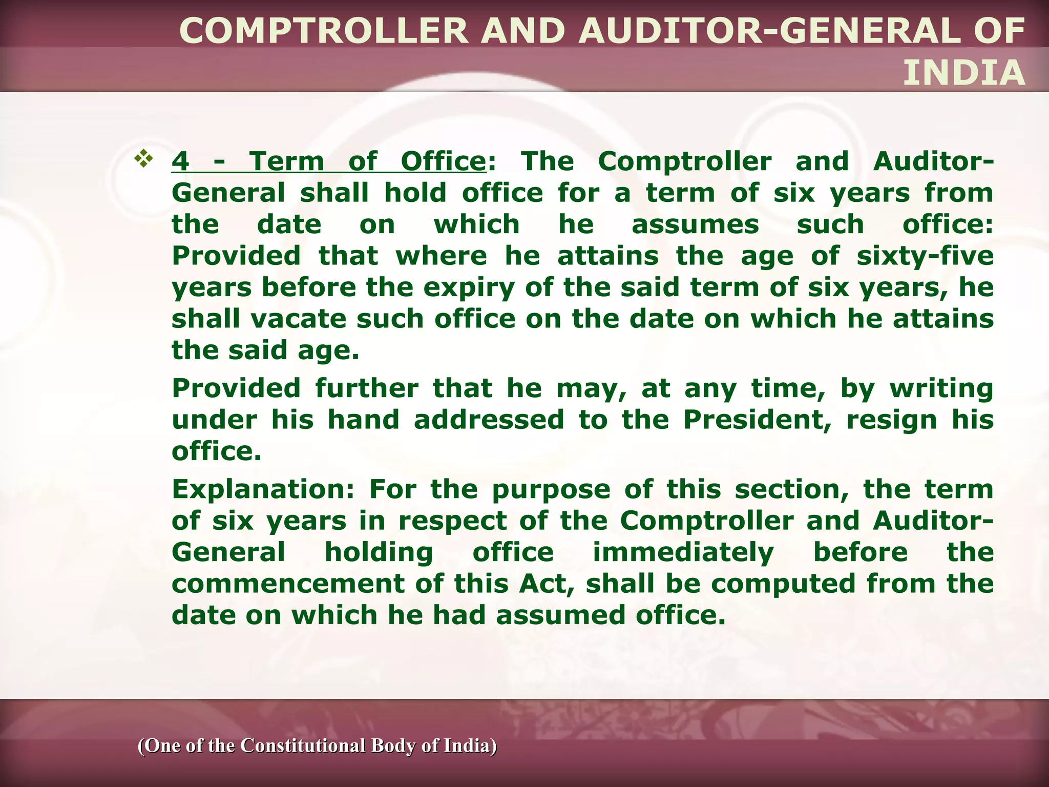 Presentation on the Provisions of CAG's (DPC) Act, 1971 | PPT ...