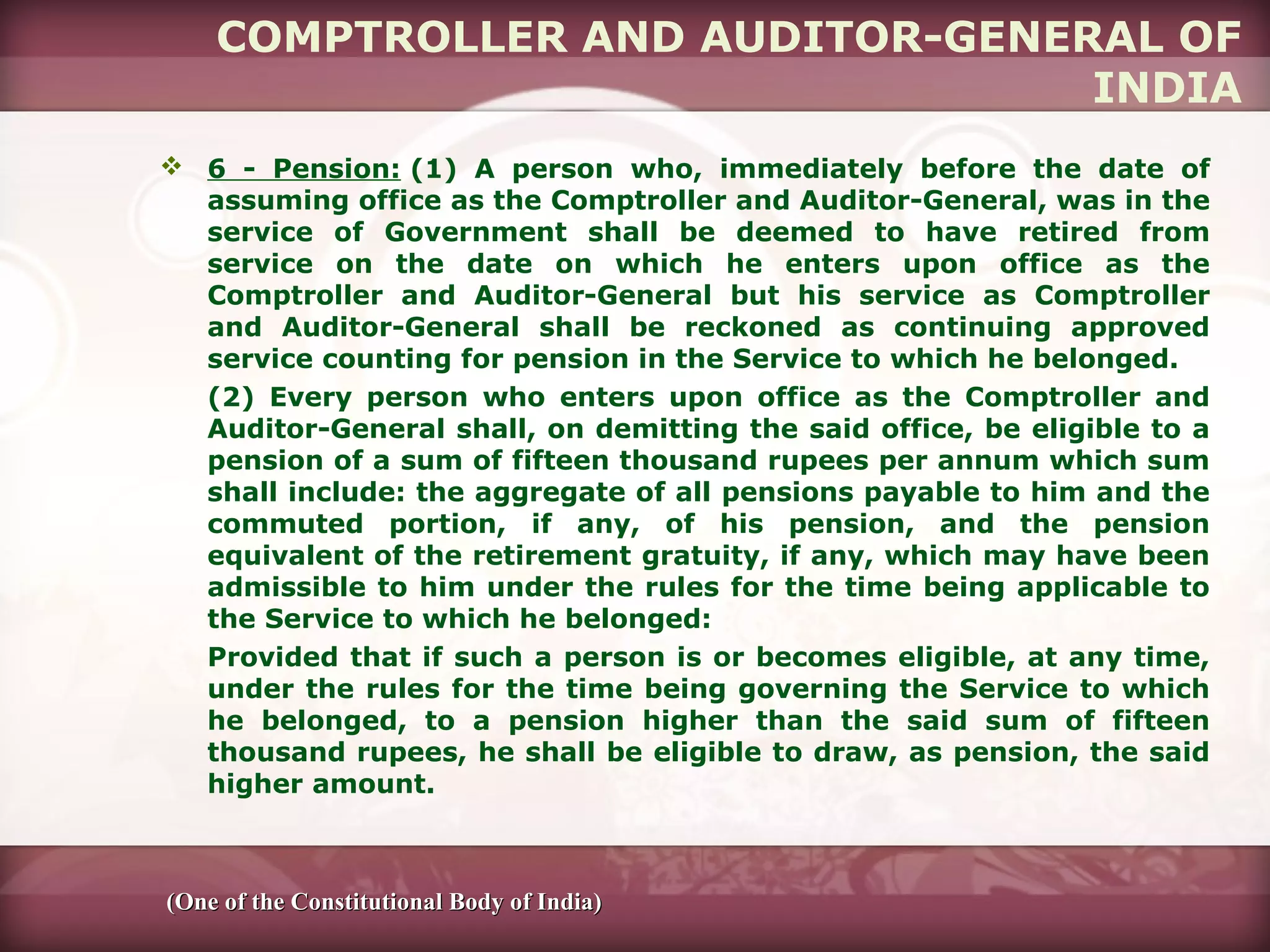 Presentation on the Provisions of CAG's (DPC) Act, 1971 | PPT ...