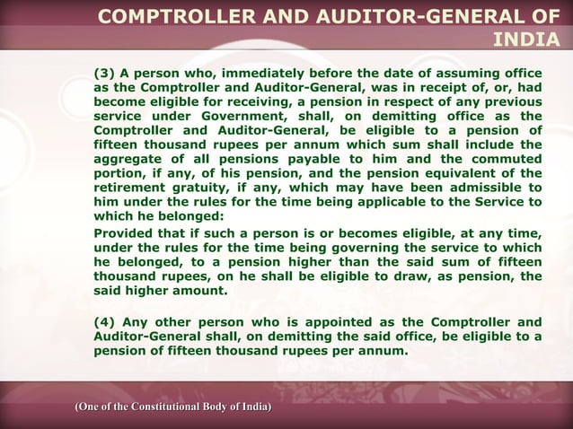 Presentation on the Provisions of CAG's (DPC) Act, 1971 | PPT ...