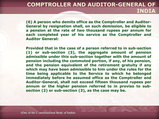 Presentation on the Provisions of CAG's (DPC) Act, 1971 | PPT ...