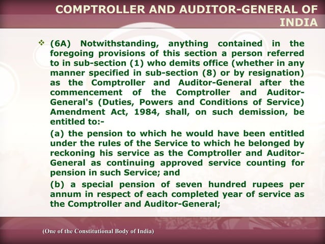 Presentation on the Provisions of CAG's (DPC) Act, 1971 | PPT ...