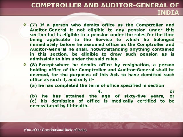 Presentation on the Provisions of CAG's (DPC) Act, 1971 | PPT ...