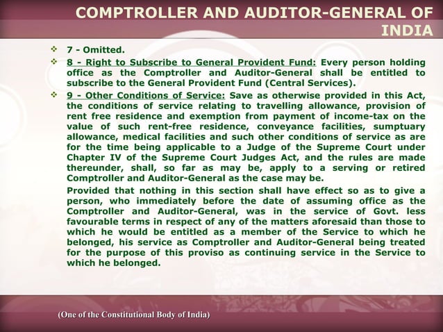 Presentation on the Provisions of CAG's (DPC) Act, 1971 | PPT ...