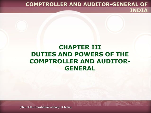 Presentation on the Provisions of CAG's (DPC) Act, 1971 | PPT ...