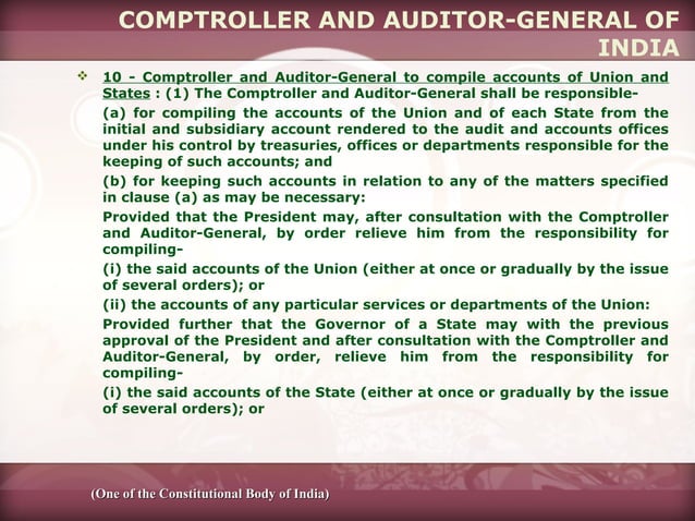 Presentation on the Provisions of CAG's (DPC) Act, 1971 | PPT ...