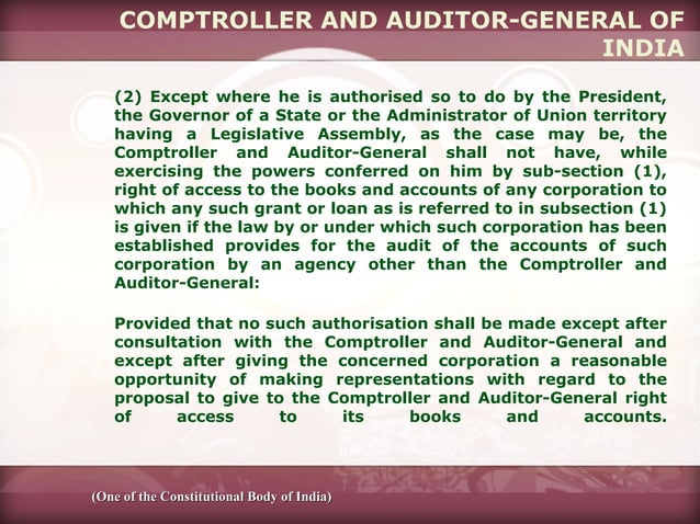 Presentation on the Provisions of CAG's (DPC) Act, 1971 | PPT ...