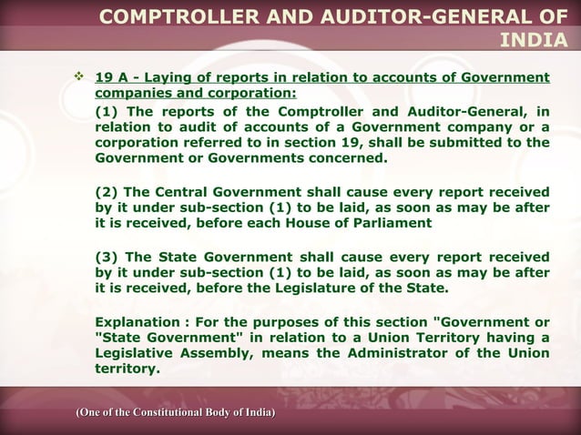 Presentation on the Provisions of CAG's (DPC) Act, 1971 | PPT ...