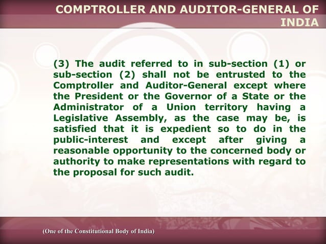 Presentation on the Provisions of CAG's (DPC) Act, 1971 | PPT ...