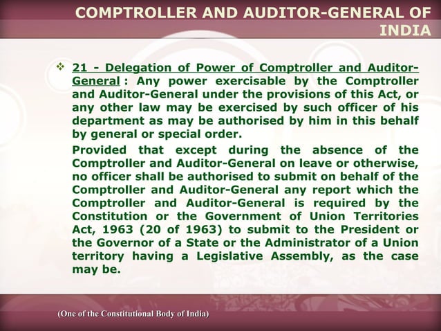 Presentation on the Provisions of CAG's (DPC) Act, 1971 | PPT ...
