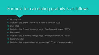 Provisions of gratuity act, 1972 | PPT