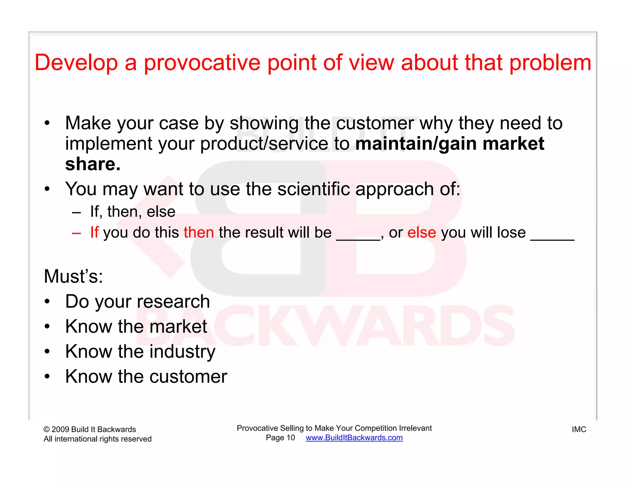 Provocative selling imc-2 | PDF