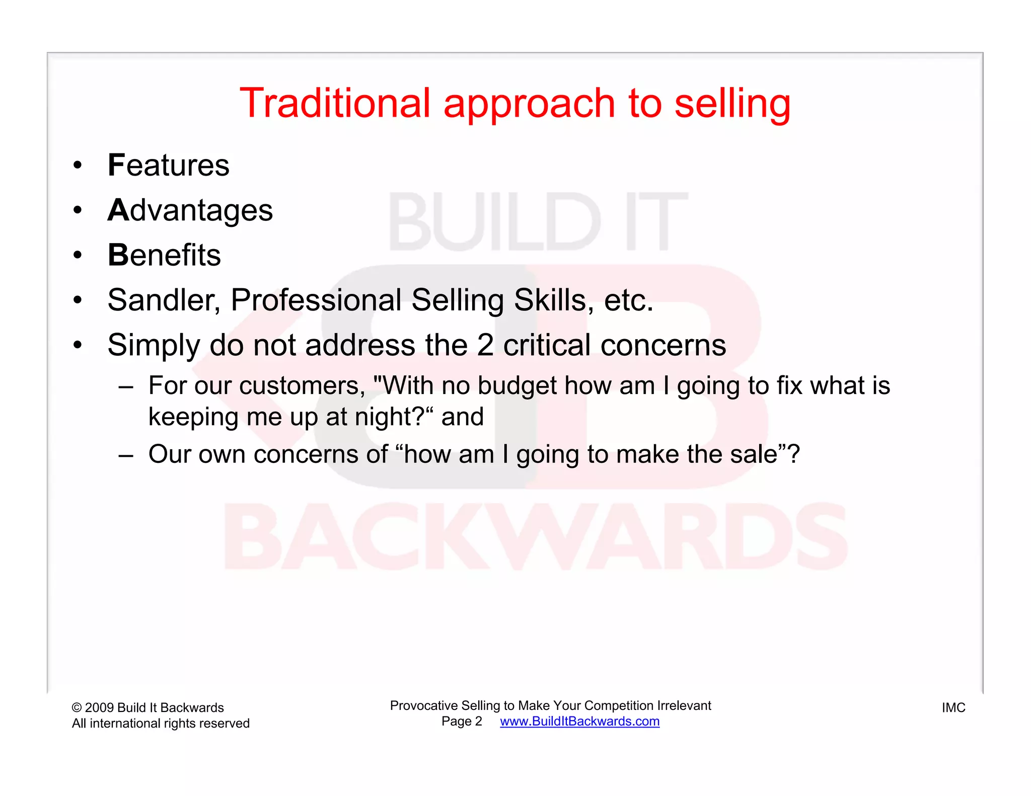 Provocative selling imc-2 | PDF