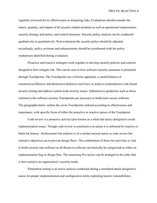 Proactive vs. Reactive Approaches to Software Security Strategy | DOCX ...